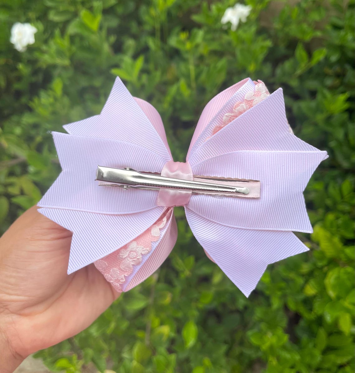 Pink Hair Bow. Pink Flowers Girl Hair Bow. Pink Pageant Hair Bow . Pink ...