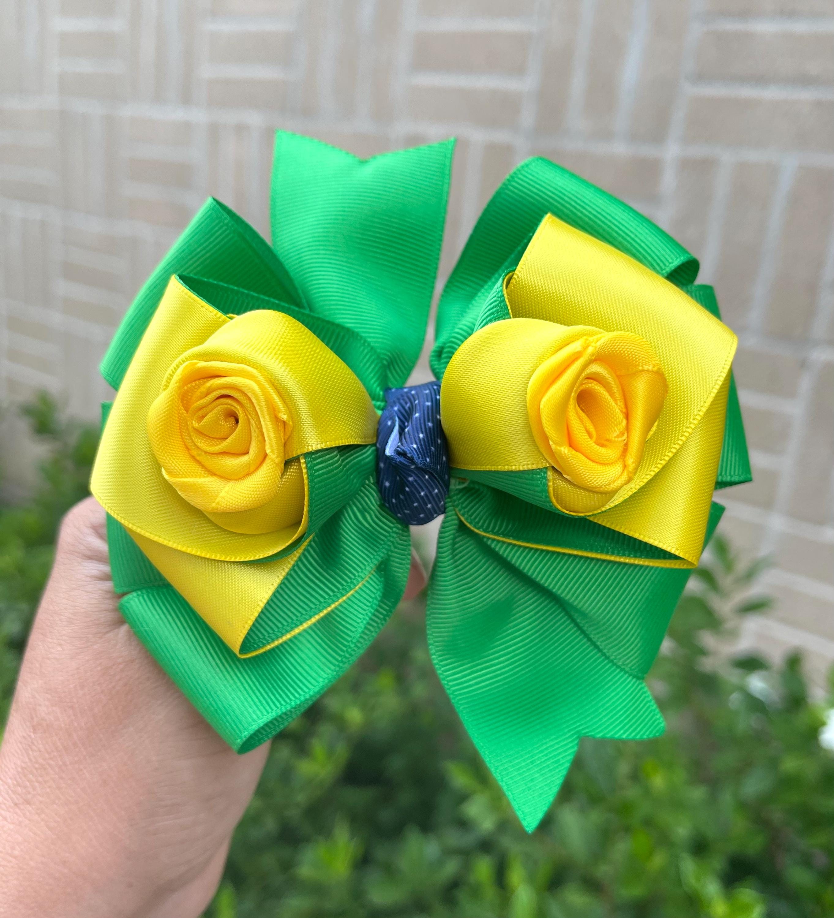 HANDMADE. Brazil Flag Colors Hair Bow. Brazil Bow. Brazil Clíp Bow ...