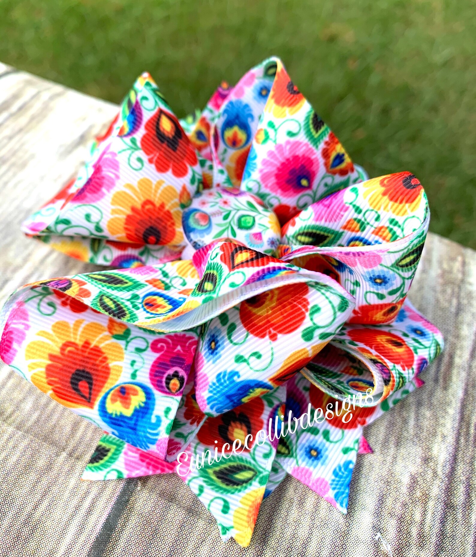 HANDMADE. Ethnic Flowers Hair Bow. Folk Art Hair Bow. Ethnic - Etsy