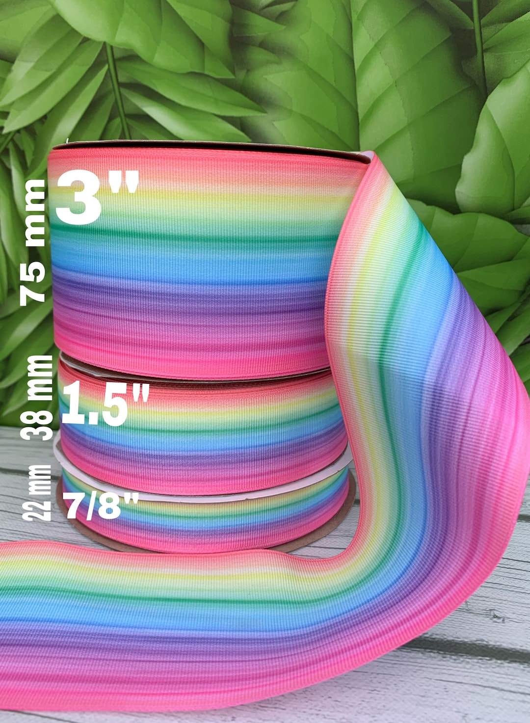 CRAFT SUPPLY .pastel Ombre Grosgrain Ribbon. Rainbow Ribbon. Rainbow ...