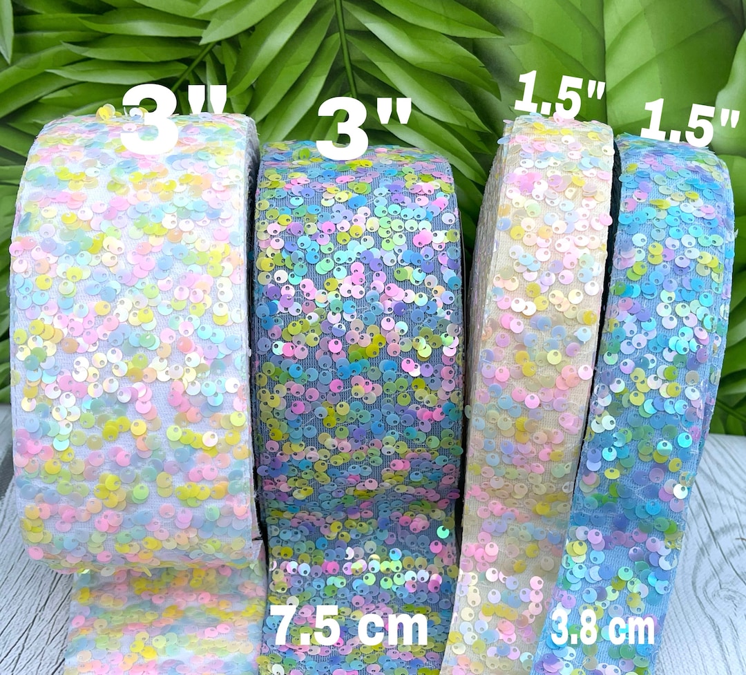 CRAFT SUPPLY Spring Sequin Ribbon. Easter Sequin Ribbon. Pastel Colors ...