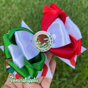 Handmade.mexico Flag Hair Bow. Mexico Hair Bow . Mexico Bow. Mexico ...
