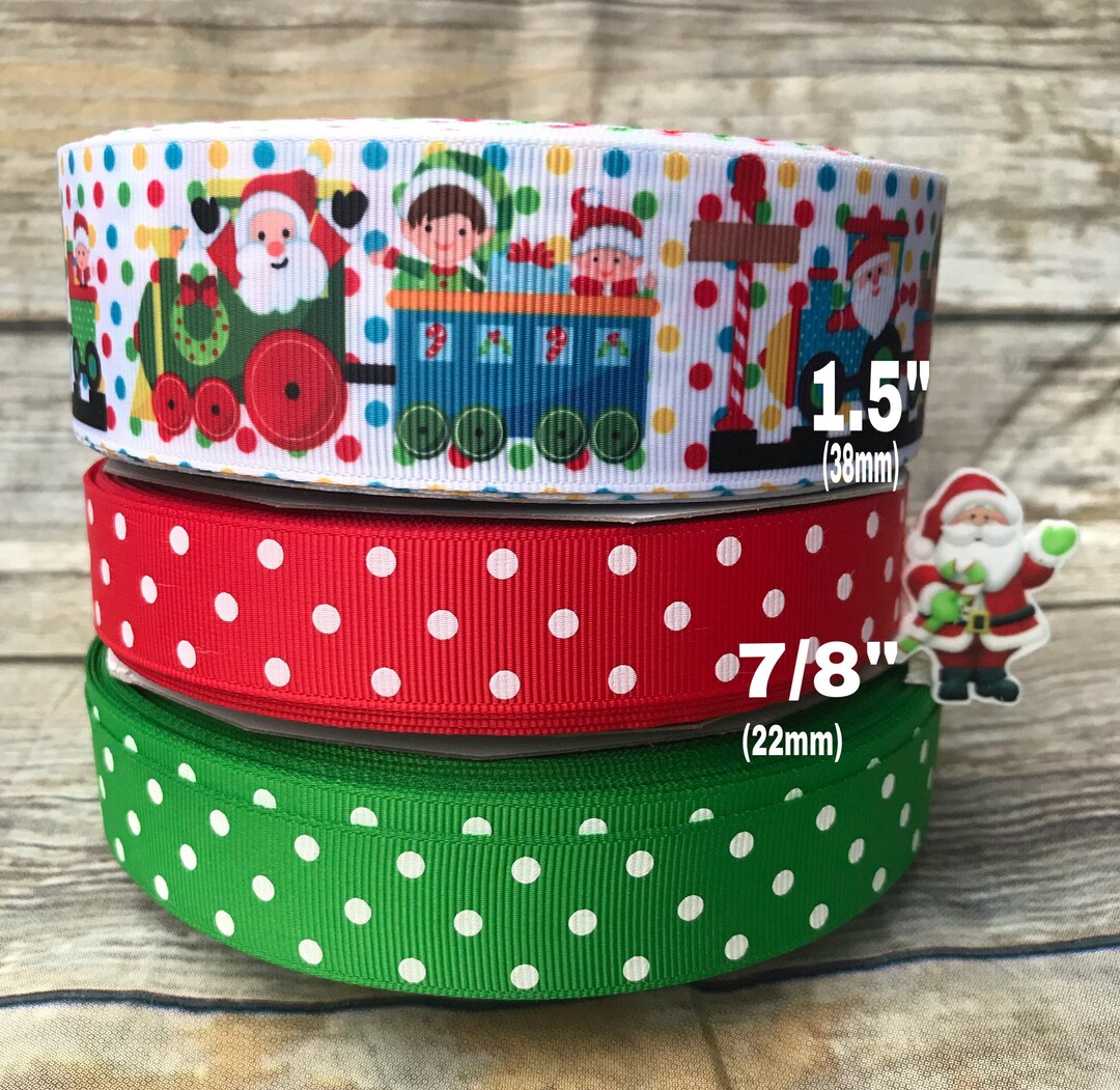 Santa's Train Grosgrain Ribbon. Santa Claus Ribbon. Santa Ribbon ...
