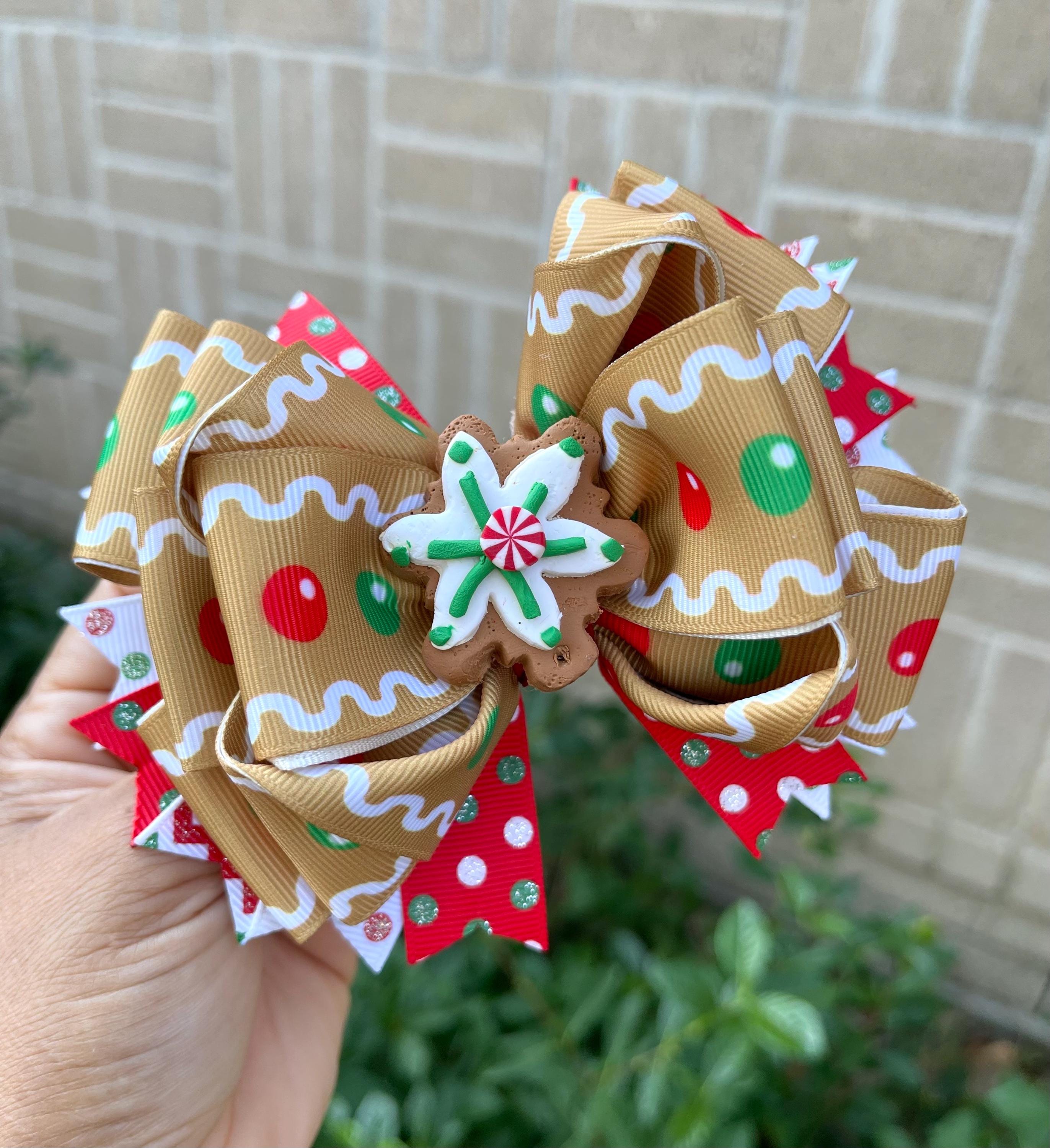 Christmas Cookie Hair Bow. Gingerbread Clip Bow. Christmas Hair Bow ...