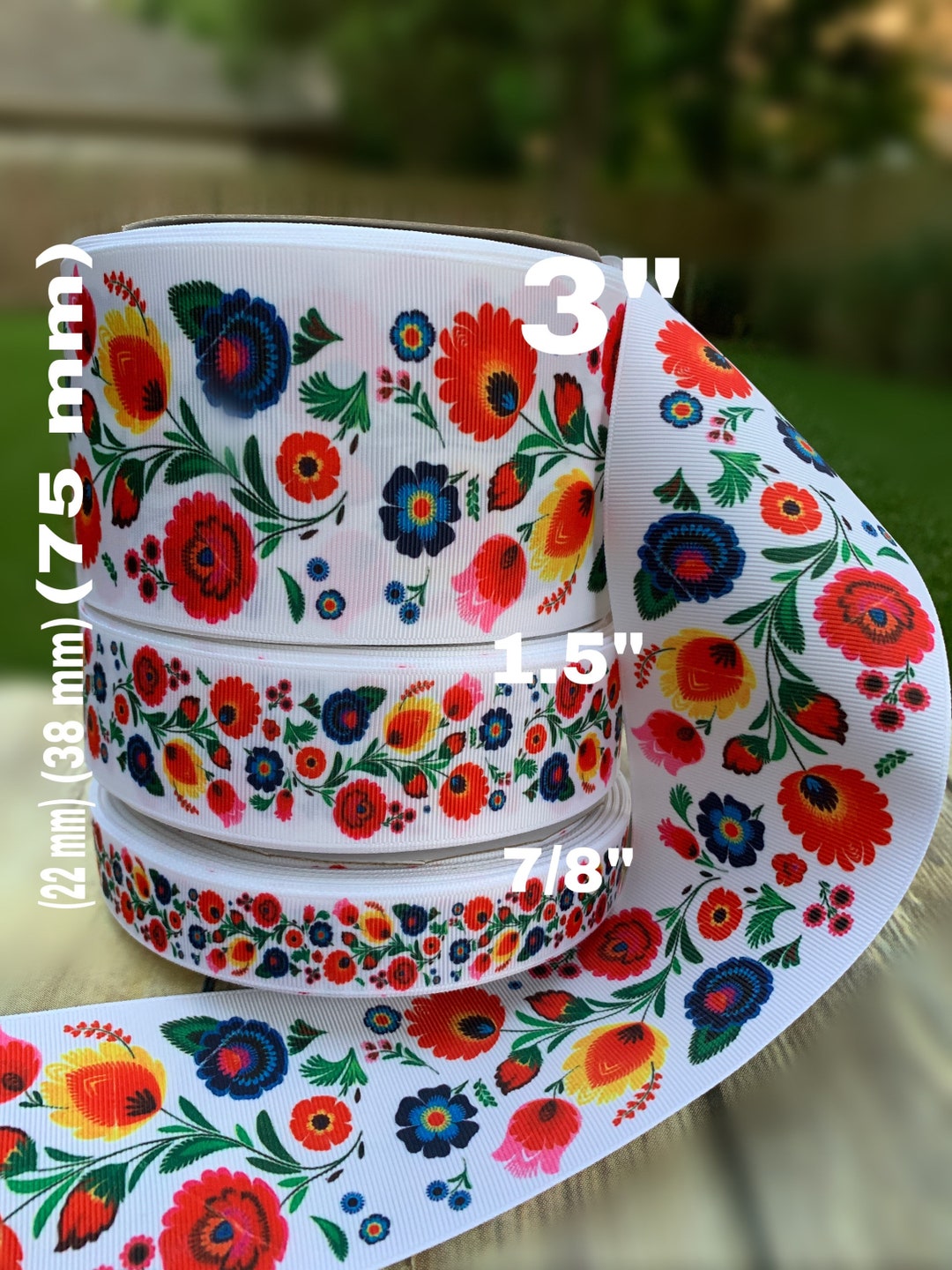 CRAFT SUPPLY Ethnic Grosgrain Ribbon.ethnic Flowers Ribbon. Flowers ...