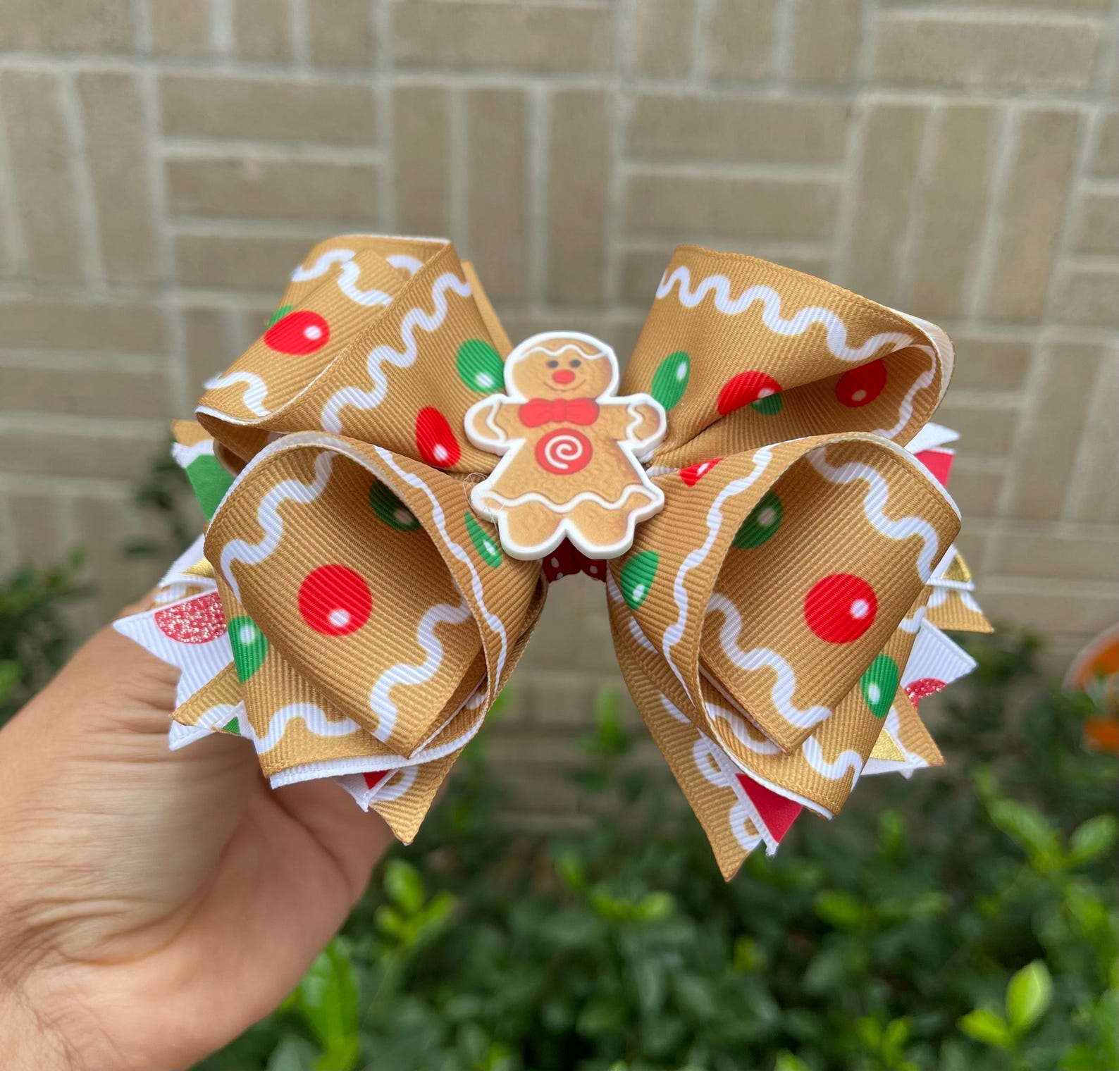 Gingerbread Hair Bow . Christmas Cookie Hair Bow. Gingerbread Clip Bow ...