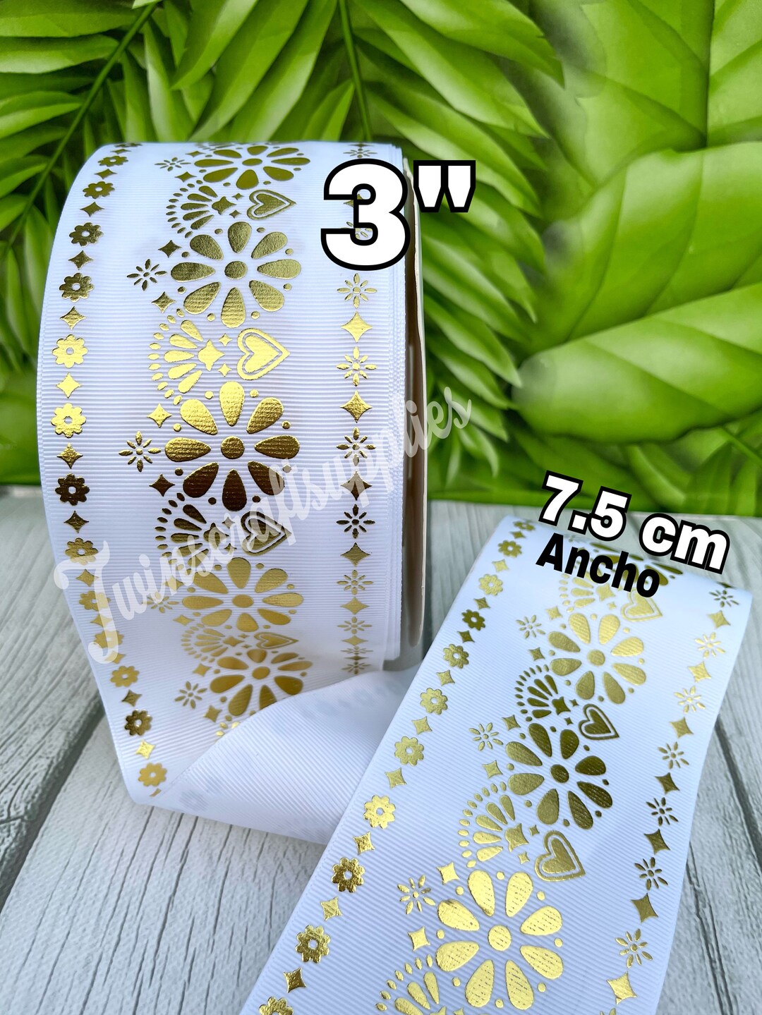 CRAFT SUPPLY. White and Gold Grosgrain Ribbon. White Mexico Charro Bow ...