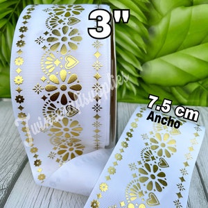 CRAFT SUPPLY. White and Gold Grosgrain Ribbon. White Mexico Charro Bow ...
