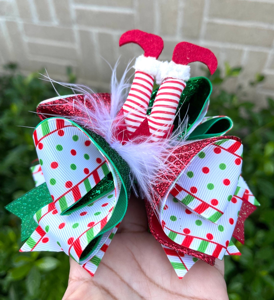 HANDMADE . Christmas Hair Bow. Christmas Bow. Christmas Clip Bow ...