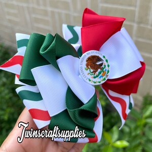 Handmade.mexico Flag Hair Bow. Mexico Hair Bow . Mexico Bow. Mexico ...