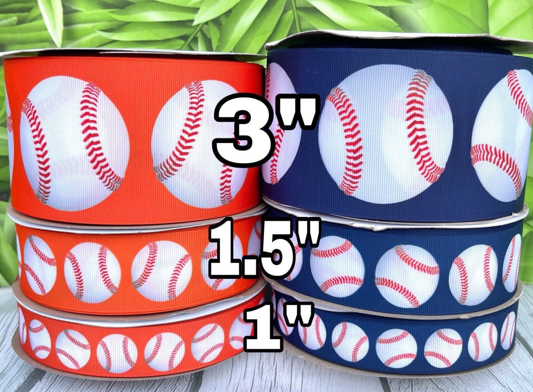 CRAFT SUPPLY .orange Baseball Grosgrain Ribbon. Blue Navy Baseball ...