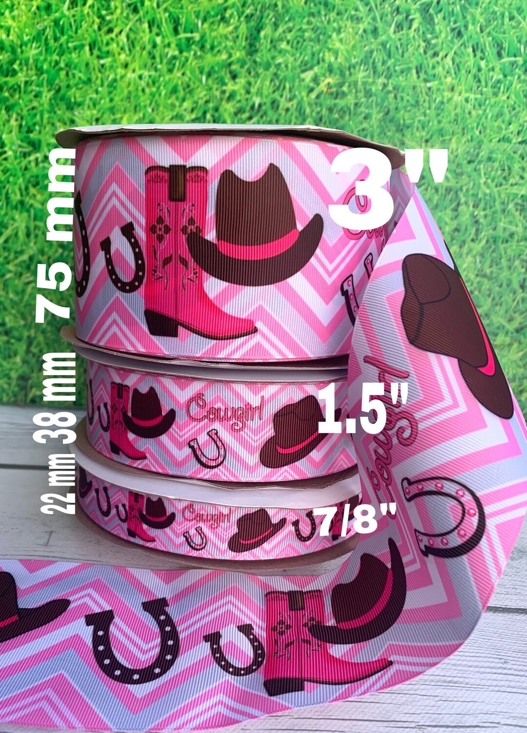 CRAFT SUPPLY cowgirl grosgrain ribbon. Western ribbon. Western ...