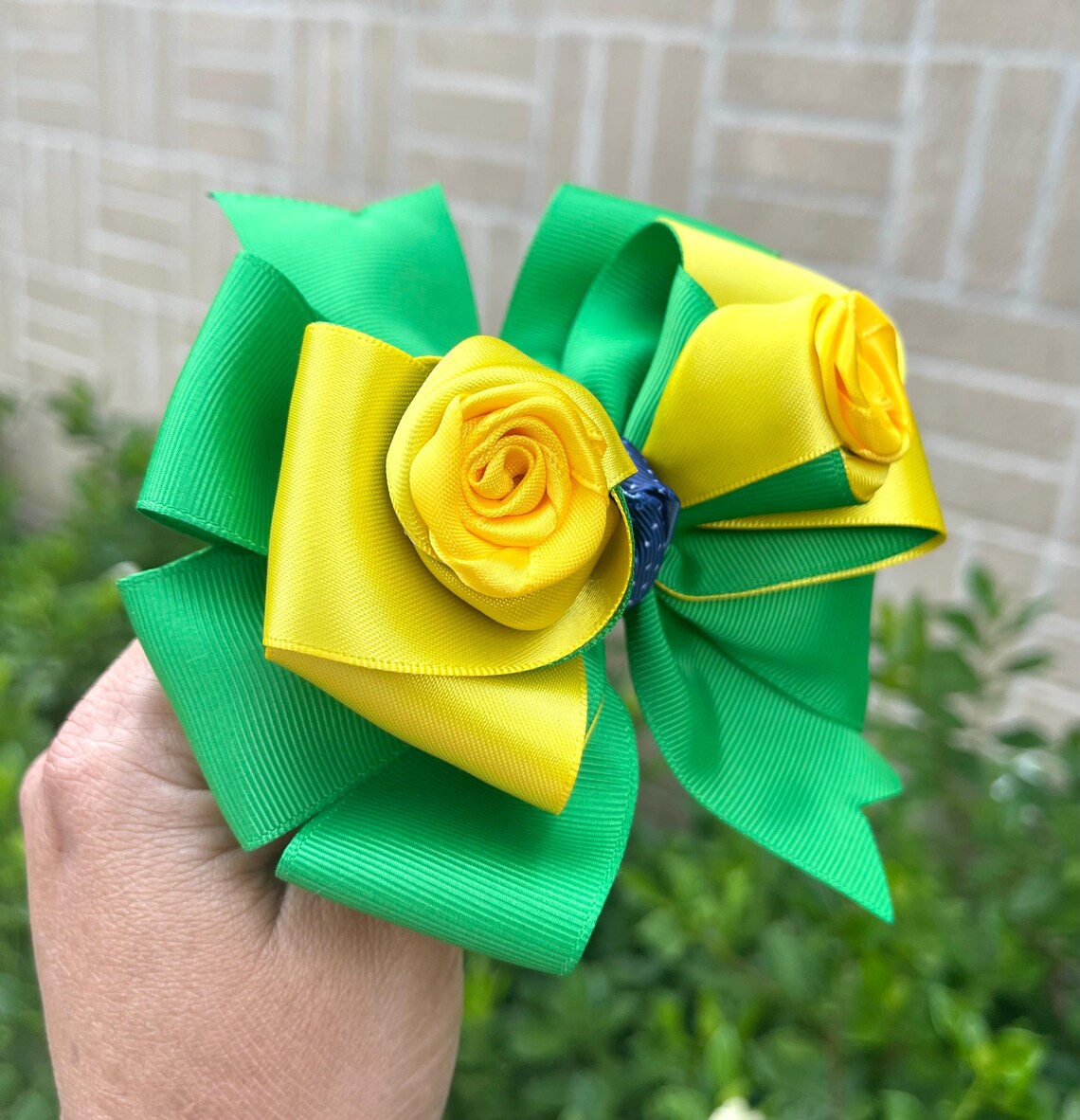 HANDMADE. Brazil Flag Colors Hair Bow. Brazil Bow. Brazil Clíp Bow ...