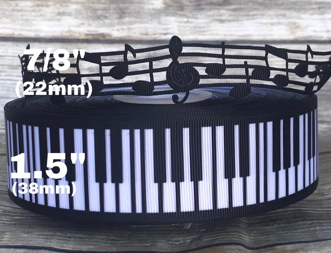 CRAFT SUPPLY .piano Keyboard Grosgrain Ribbon. Piano Ribbon . Musical ...