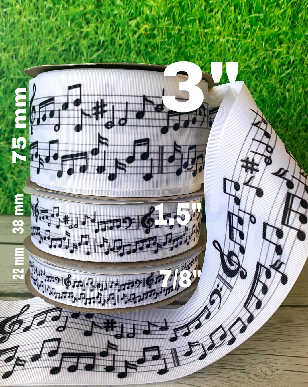 CRAFT SUPPLY. 1.5"musical Notes Grosgrain Ribbon. Music Notes Grosgrain ...