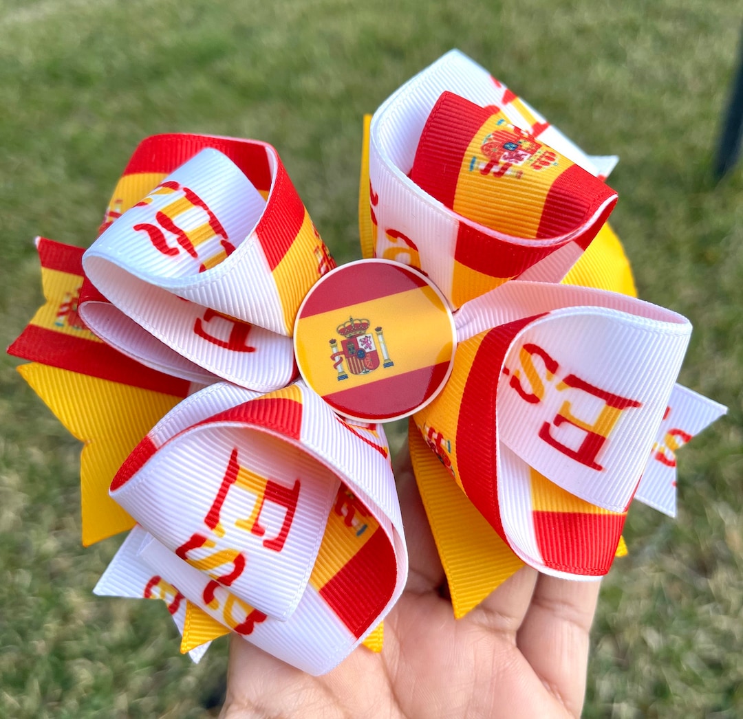 HANDMADE. Spain Flag Hair Bow. Spain Flag Bow. España Hair Bow. Spain ...