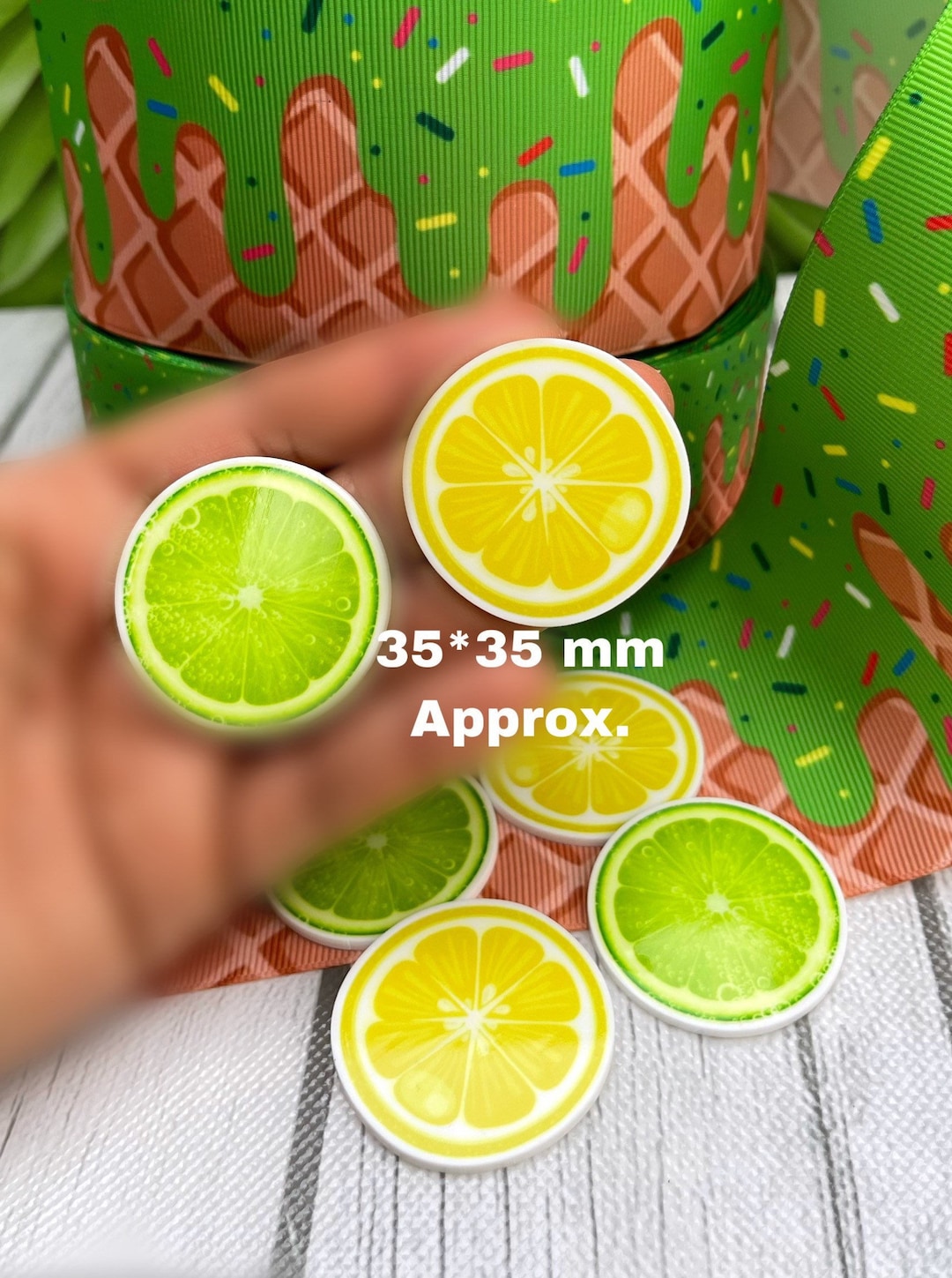 CRAFT SUPPLY Lemon Slice Resin . Lime Slice Cabochon.lemon Slice ...