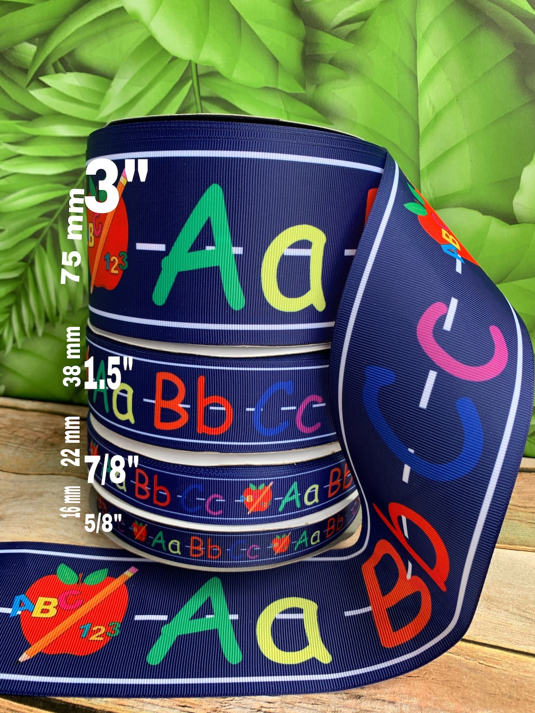 CRAFT SUPPLY. Colors ABC on Navy Blue Grosgrain Ribbon. Navy Blue ...