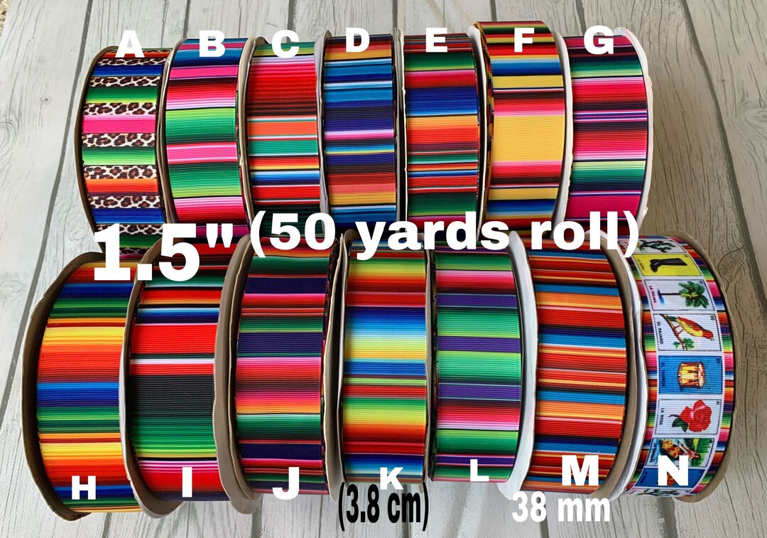 CRAFT SUPPLY. 1.5” .,50 Yards Roll Ethnic Grosgrain Ribbons. Serape ...