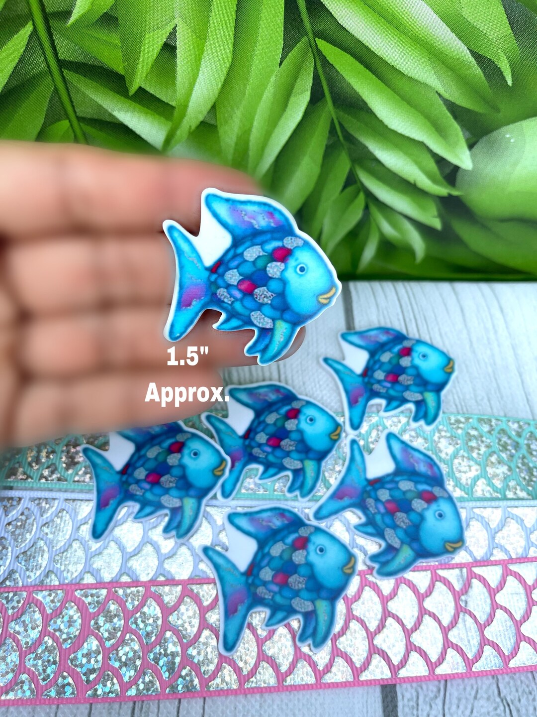 CRAFT SUPPLY Blue Fish Hair Bow Center Piece. Fish Cabochon. Blue Fish ...