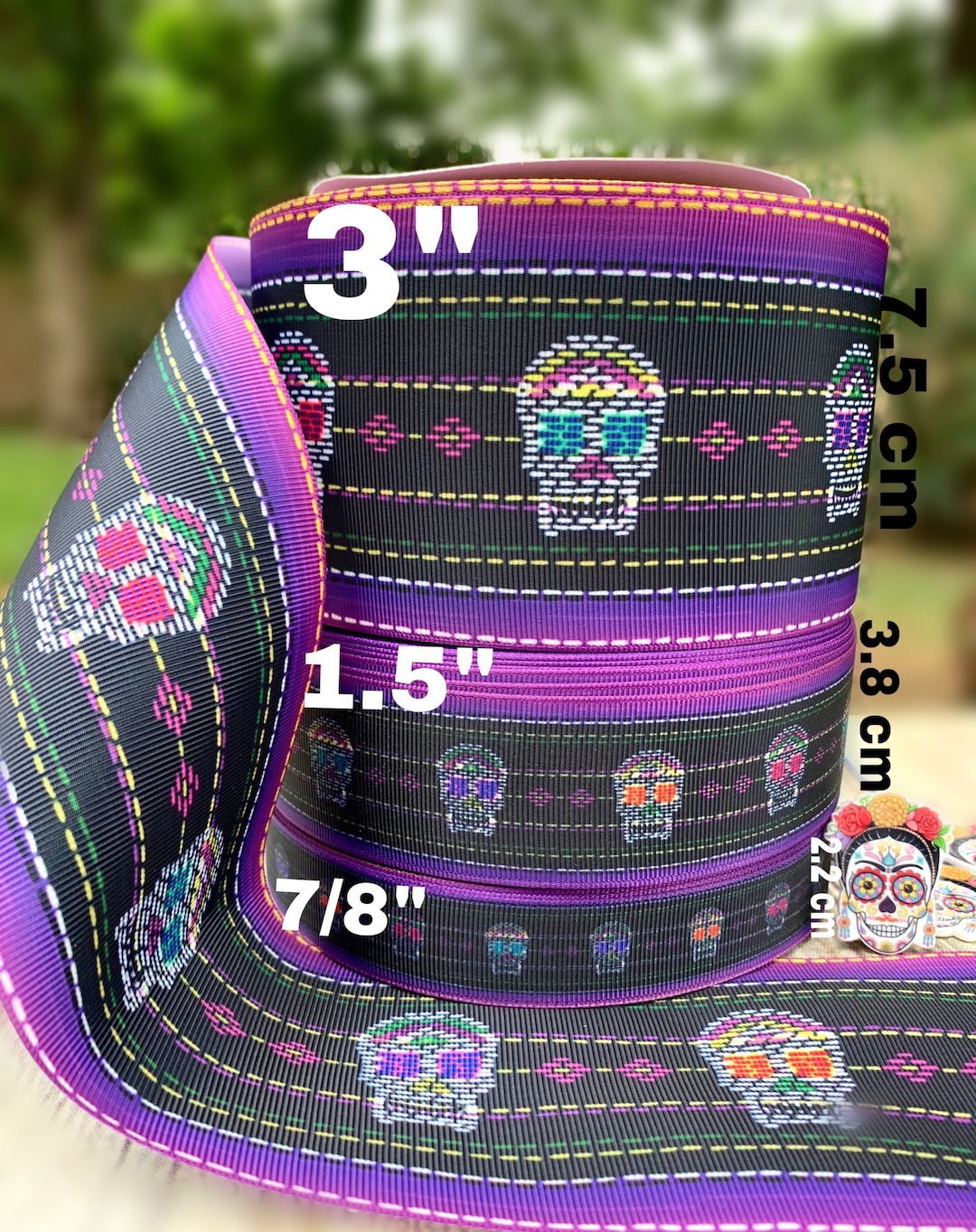 CRAFT SUPPLY. Dia De Los Muertos Ribbon. Folkloric Ribbon . Halloween ...