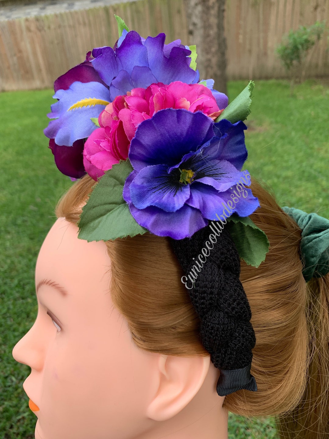 Corona de flores moradas para niña. Diadema de flores moradas. Corona ...