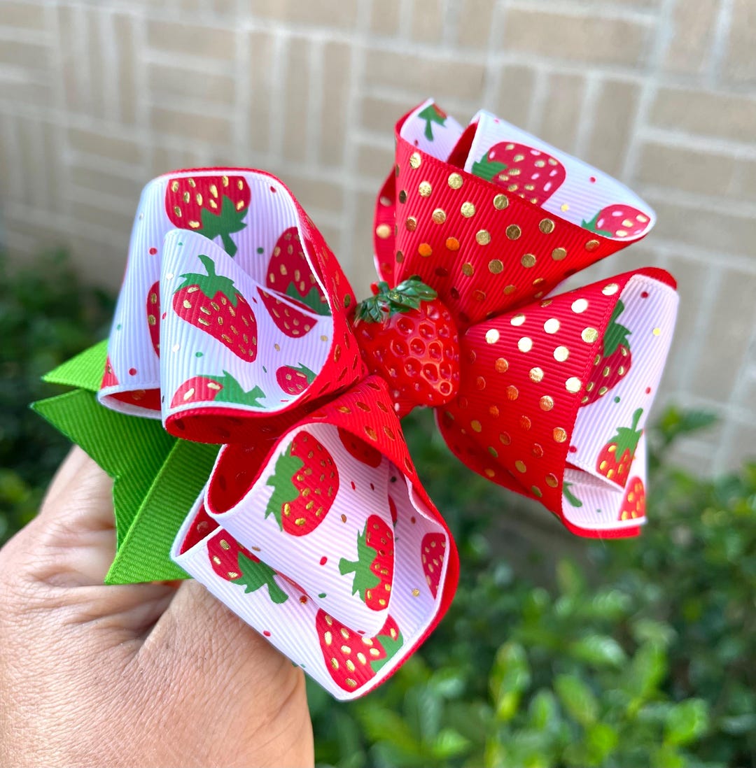 Strawberry Hair Bow. Strawberry Clip Bow. Strawberry Head Bow ...