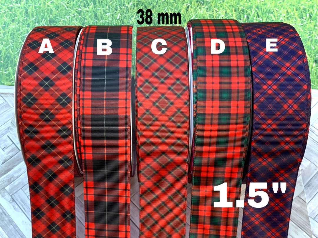 CRAFT SUPPLY red Plaid ribbon. .scotch ribbon . Scottish ribbons . Red ...