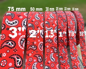 Red Bandana Cowgirl Western Printed Grosgrain Ribbon - Etsy