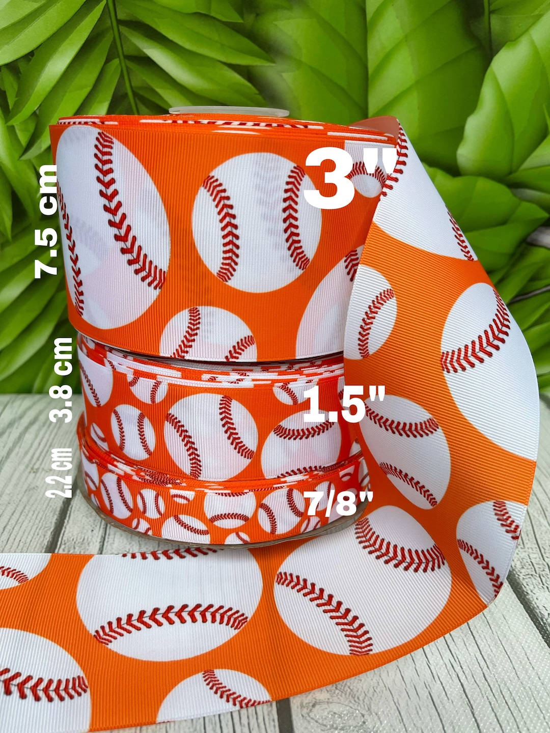 CRAFT SUPPLY . Orange Baseball Grosgrain Ribbon.baseball Ribbon ...