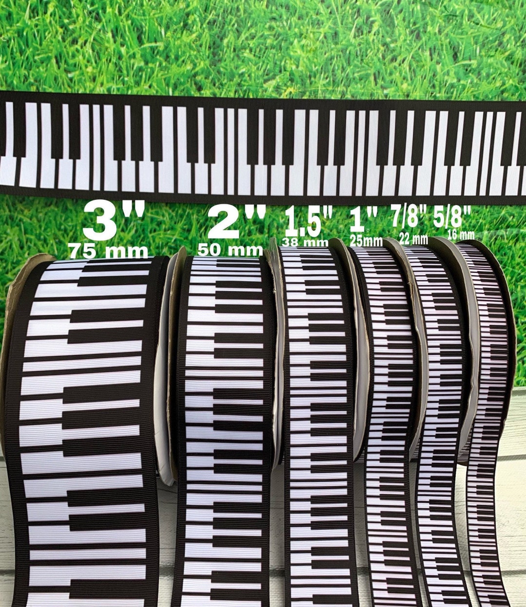 CRAFT SUPPLY .piano Keyboard Grosgrain Ribbon. Piano Ribbon . Musical ...