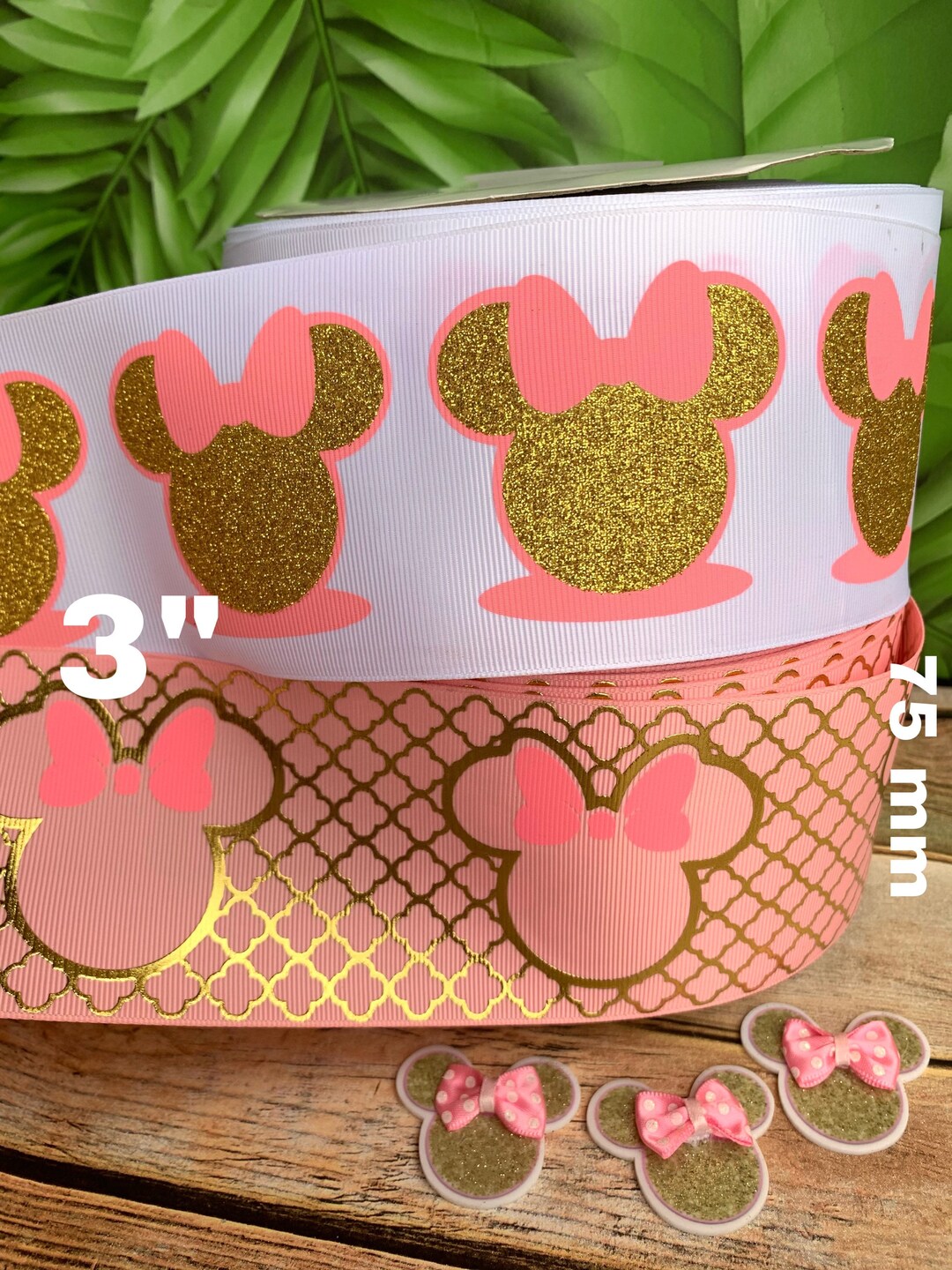 CRAFT Supply.clearance ! 3” Foil Pink Gold Grosgrain Ribbon. Gold and ...