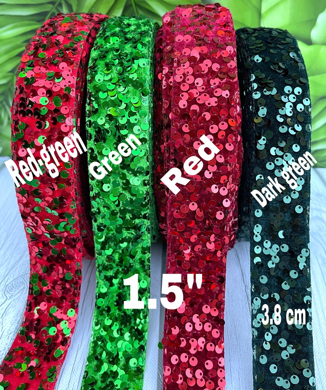 CRAFT SUPPLY. 1.5” Sequin Ribbon. Christmas Sequin Ribbon. Red Sequin ...