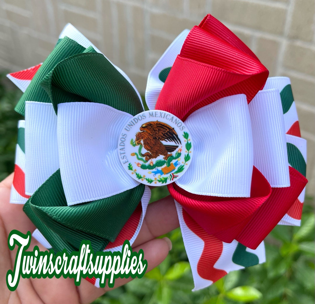 Handmade.mexico Flag Hair Bow. Mexico Hair Bow . Mexico Bow. Mexico ...