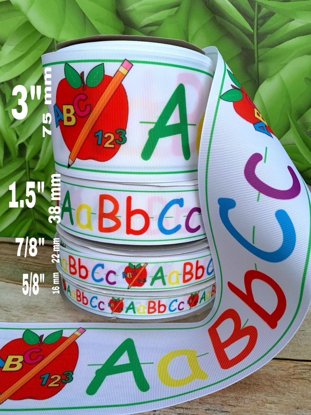 CRAFT SUPPLY. abc on white grosgrain ribbon. Alphabet grosgrain ribbons ...