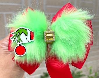 Green Red Christmas Hair Bow. Red Green Christmas Bow. Christmas Clip ...