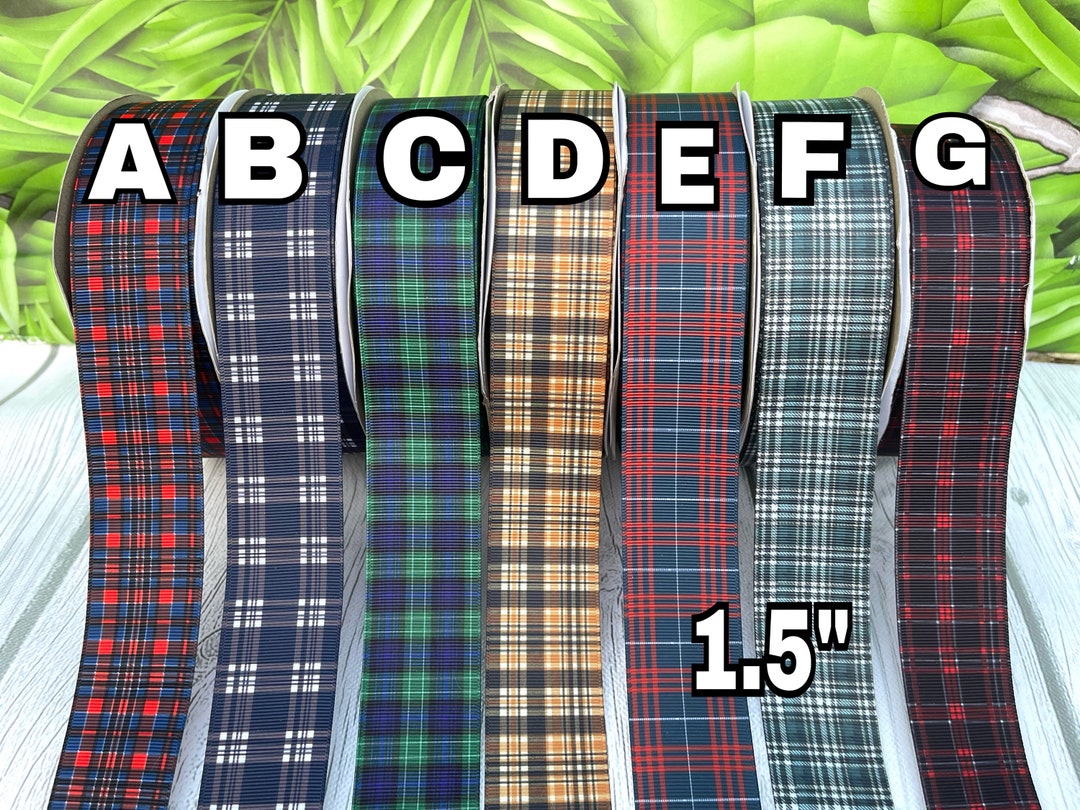 CRAFT SUPPLY. Plaid Grosgrain Ribbons. School Uniform Ribbon. Green ...