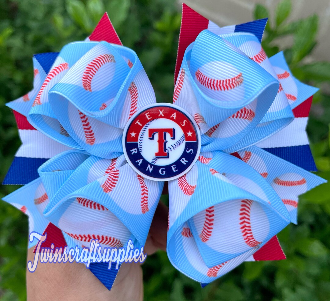 HANDMADE . Texas Baseball Inspired Hair Bow . Blue Baseball Hair Bow ...