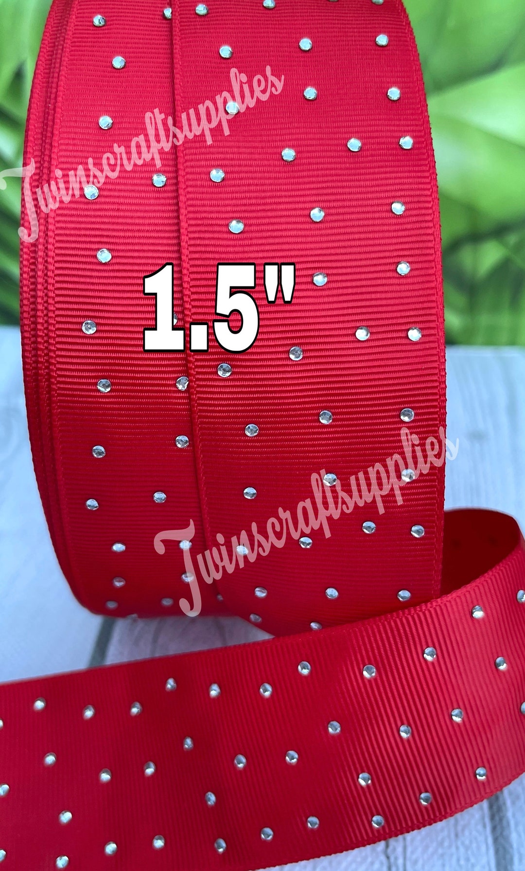 CRAFT SUPPLY. Rhinestone on Red Grosgrain Ribbon. Red Ribbon With ...