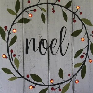 Noel Sign Lighted Christmas Sign Hand Painted Wood Sign Lighted ...