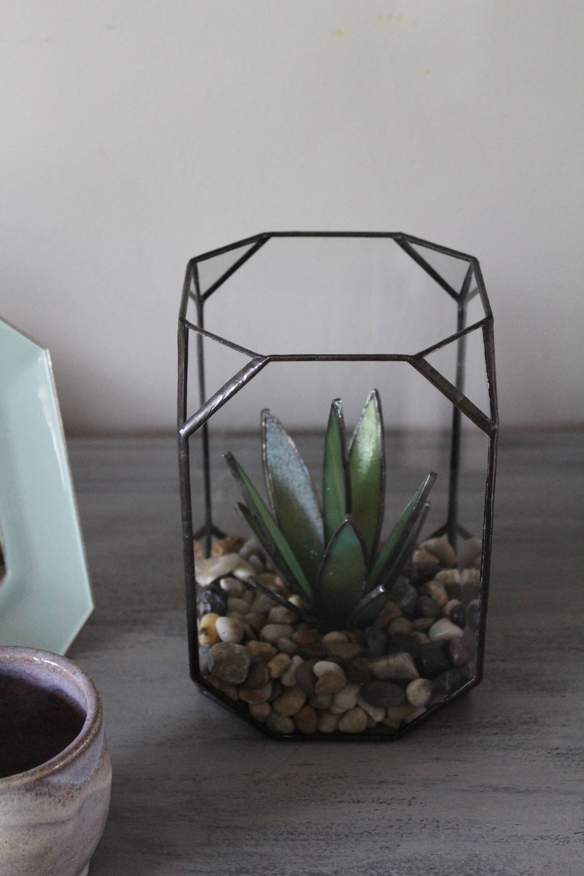 Stained Glass Terrarium Glass Container Air Plant Succulent | Etsy