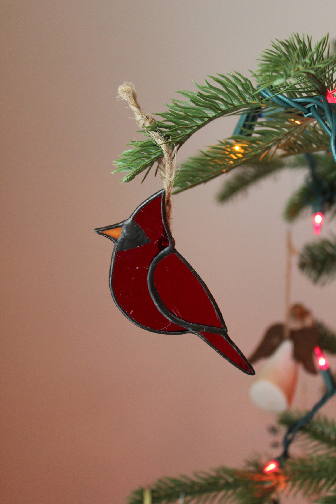 Stained Glass Cardinal Ornament, Handmade Bird Decor - Etsy