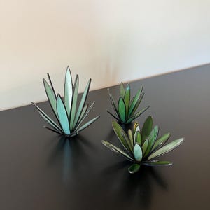 Stained Glass Agave Cactus Plant Sculpture Glass Succulent - Modern ...