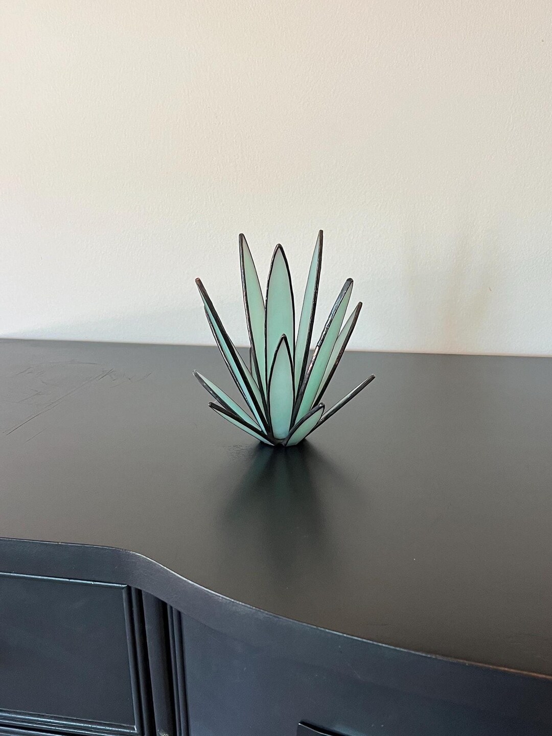 Stained Glass Agave Cactus Plant Sculpture Glass Succulent - Modern ...