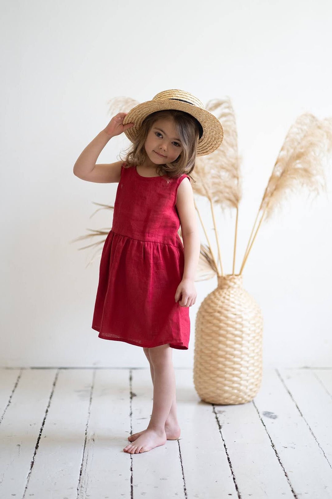 Girls Linen Dress - 3-9 Years - Baby Girl Dress - Flower Girl Dress - Etsy