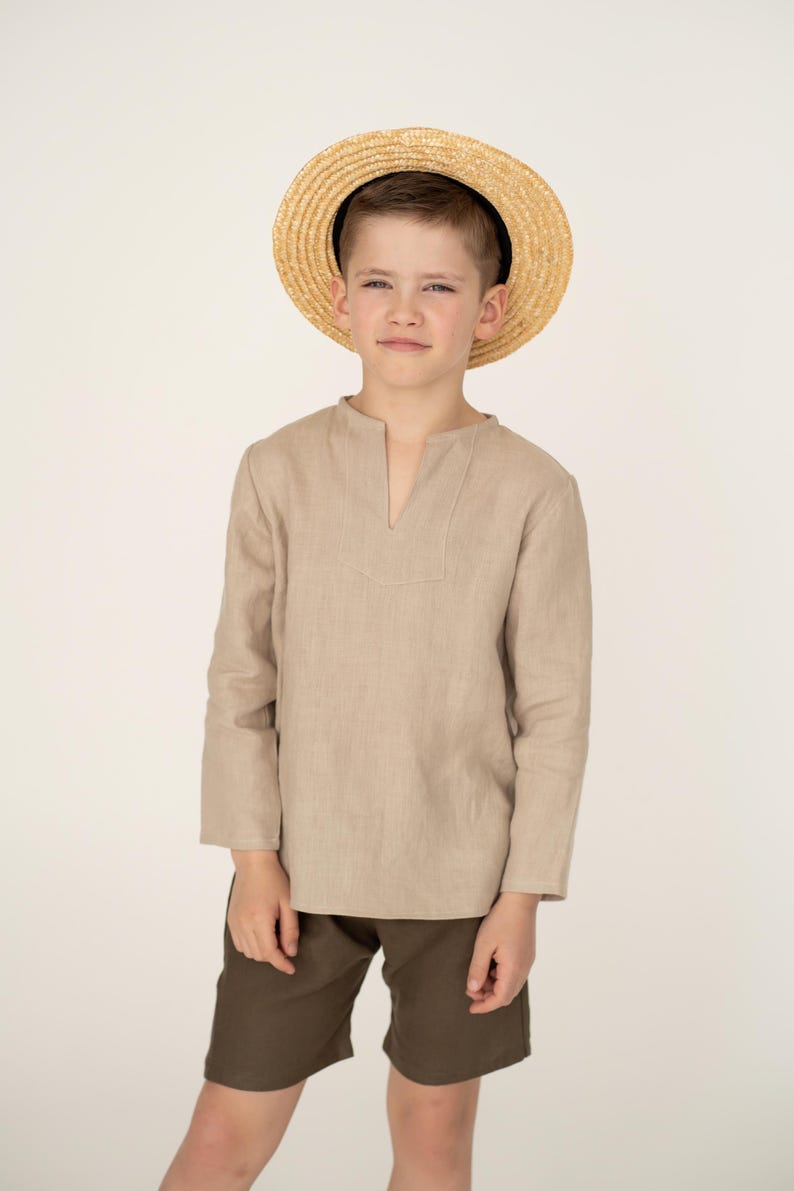 Linen Boy’s Shirt: Long Sleeves, Toddler Linen Shirt, First Birthday ...