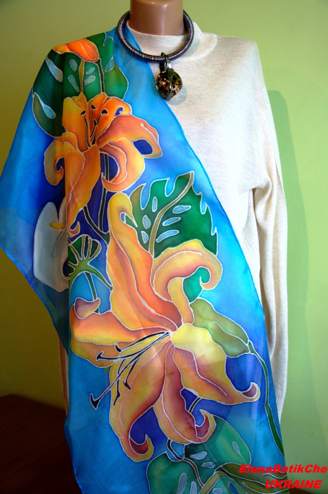 Silk Scarf lilies - Etsy