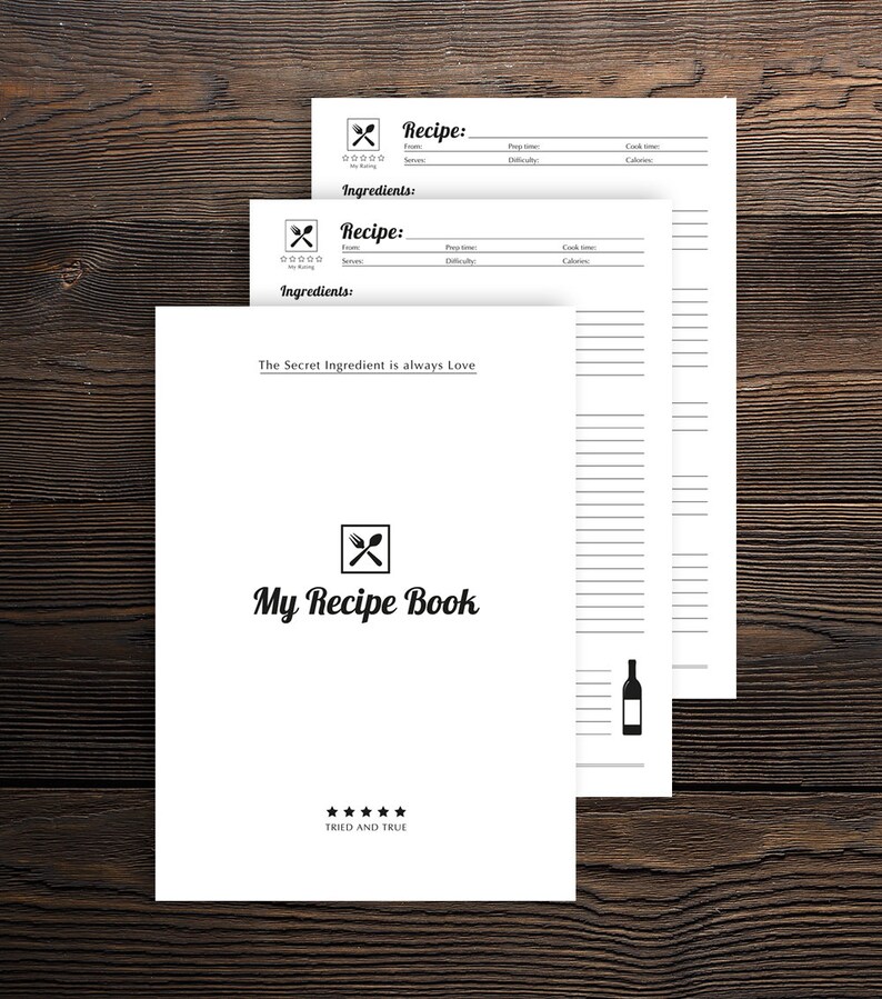 Minimalistic Recipe Book Template, Printable Blank Recipe Page, Cook ...