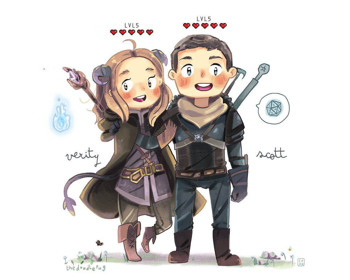 Dungeons and Dragons Dnd Couple Art for Family and Friends - Etsy