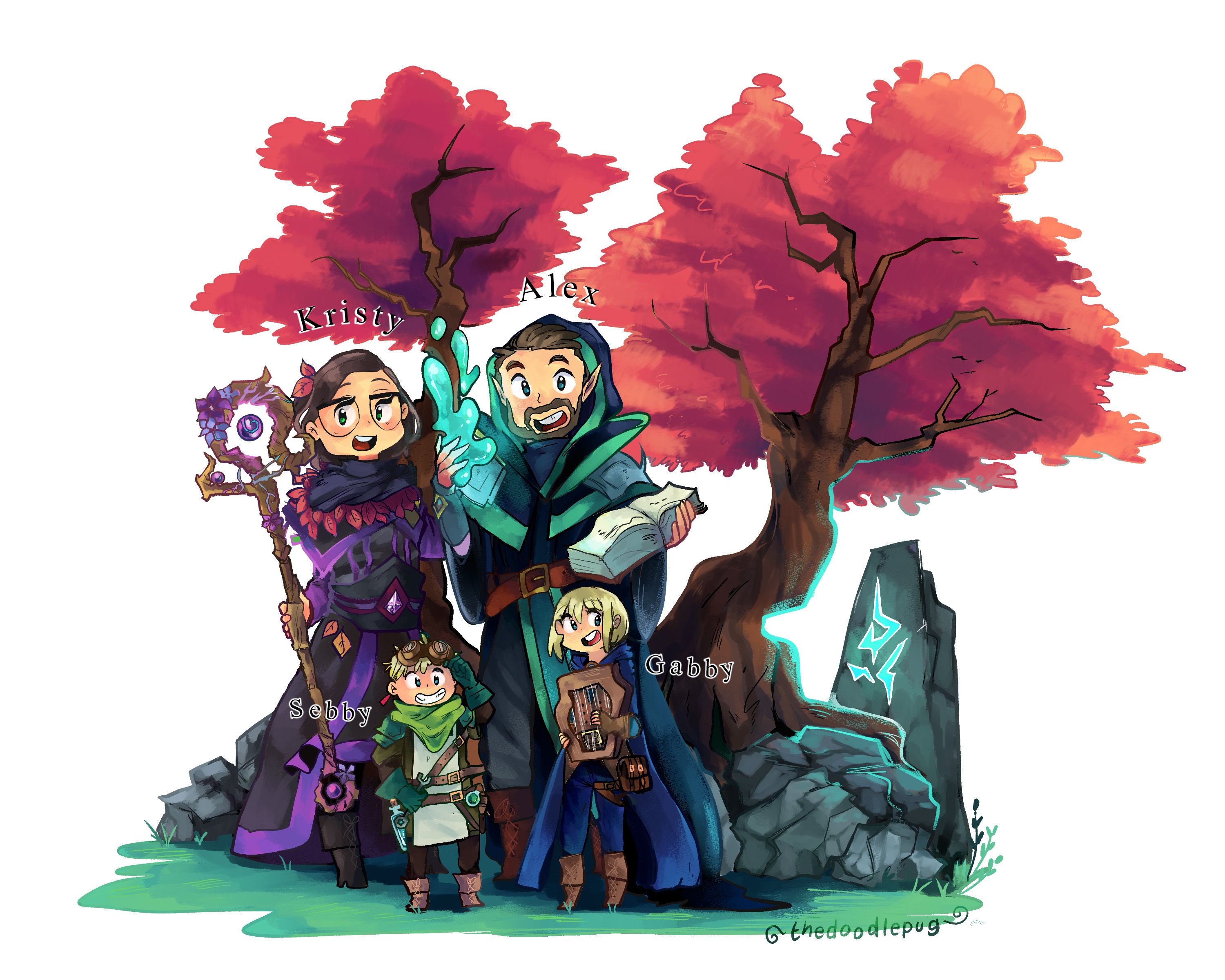 DnD Fantasy Family Caricature Mom Dad Kids Custom | Etsy